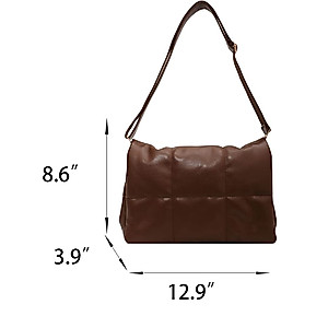 Women's Trendy Quilted Crossbody Bags Adjustable Chain Strap Cassette Puffer Padding Shoulder Bag Puffy Hobo Bag (Black)