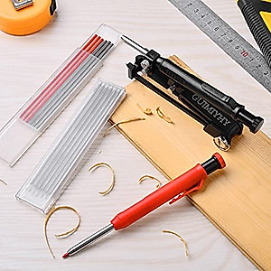 GUIMIYHY Multifunctional Aluminum Tracker Scribing Tool Sets with 2PCS Deep Hole Pencil and 14PCS Pencil Leads ，DIY Woodworking Graffiti Line Measurement Shape Compass Rchitectural Drawing Profiler