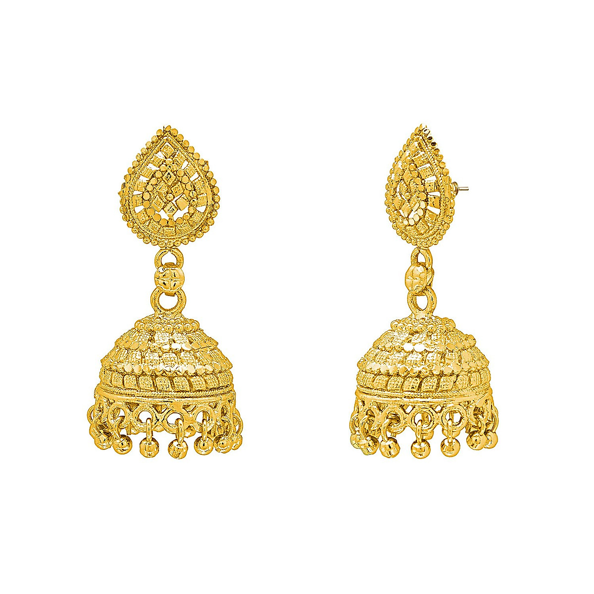 Bodha Bollywood Small Size Gold Plated Delicate Traditional Indian Jhumka Earrings (SJ_746)