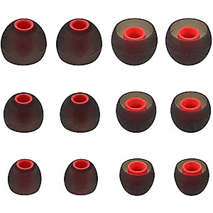 Rqker Ear Tips Compatible with JBL 115 TWS 125TWS Earbuds, 6 Pairs S/M/L Sizes Soft Silicone Ear Tips Earbud Covers Eartips Earbuds Replacement Tips, Compatible with JBL 115TWS 125TWS, Black Red sml