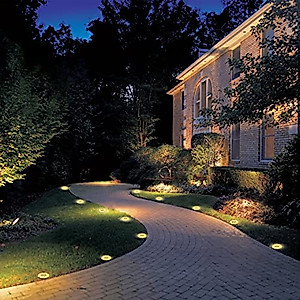 Pisool Solar Ground Lights - 24LED Solar Garden Lights Outdoor Waterproof Sidewalk Disk Bright In-Ground Landscape Lighting for Lawn Patio Pathway Yard (4Pack Warm White)