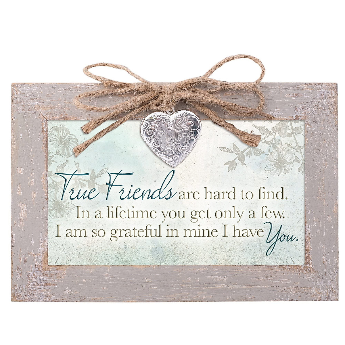 Cottage Garden True Friends Hard to Find Petite Locket Distressed Natural Music Box Plays Wonderful World