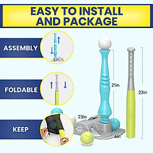 EagleStone Tee Ball Set for Toddlers, T Ball Sets for Kids 3-5, W/ 6 Large Balls, Adjustable TeeBall Batting Tee, 4 Toss Rings, Baseball & Toss Game, Outdoor Sports Toy Games for Boys & Girls 3-12