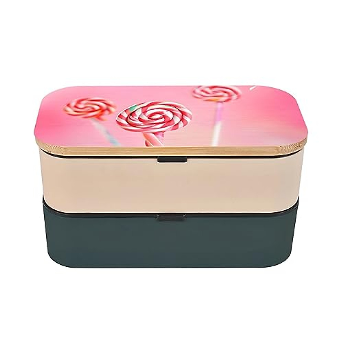 Colorful Lollipop Adult Lunch Box, Bento Box, With Cutlery Set Of 3, 2 Compartments, Rectangular, Lunch Box For Adults