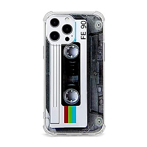 FAteamll Case for iPhone 13 Pro Max, Matte Finish Heavy Duty Soft Back Cover with Reinforced Corners TPU Soft Bumper Retro Cassette Tape Case Compatible with iPhone 13 Pro Max(6.7 Inch)