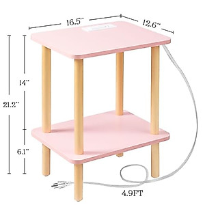 FORAOFUR Side Table with Charging Station, Small Side Table with 2 USB Ports and Outlets, Small End Tables for Small Spaces in Living Room, Bedroom & Nursery, 2 Tier Small Nightstand