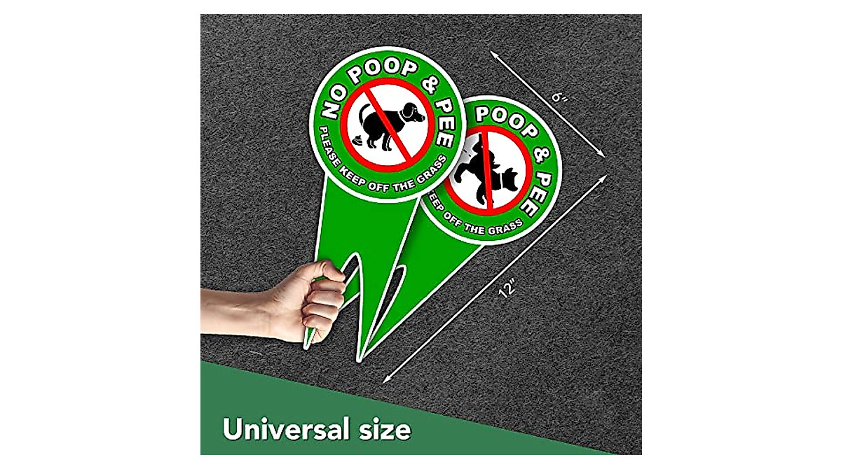2 PC No Dog Poop Signs for Yard - 12x6 Double Sided Dibond No Pooping ...