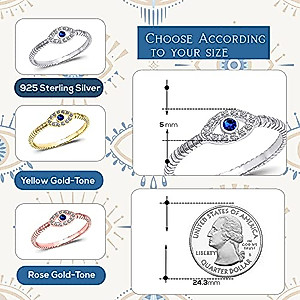 CloseoutWarehouse Simulated Sapphire Cubic Zirconia Evil Eye Ring Sterling Silver Size 3