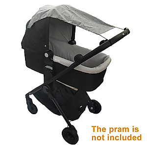 OERTUFU Stroller Sun Shade Baby Stroller Sun Cover,Universal Pram Sunshade for Pushchair, Buggy and Carrycot, Sun Stroller with UV Protection 50+, Sun Shade Blackout Blind Black, Grey 50x30x67cm