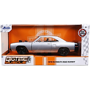 Jada Toys Bigtime Muscle 1:24 1970 Plymouth Roadrunner Die-cast Silver, Toys for Kids and Adults