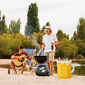Inflatable Beer Mug Cooler for Pool Party Supplies, BBQ, Beach Parties (23 in)