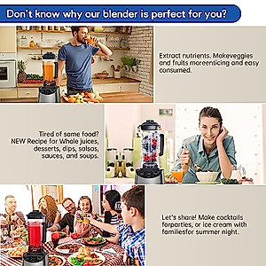 Professional Blender with 1400-Watt, 2 Modes Countertop Smoothie Maker Blender with 1.8L BPA-free Food Container, 6 Stainless Steel Blades Personal Kitchen Blender for Fruits Shakes and Smoothies