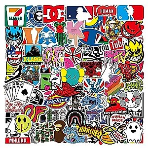 QQUK Cool Brand Stickers 100 Pack Teens Sticker Decals for Laptop Computer Skateboard Helmet Laptop Bicycle Hypebeast Bomb Stickers