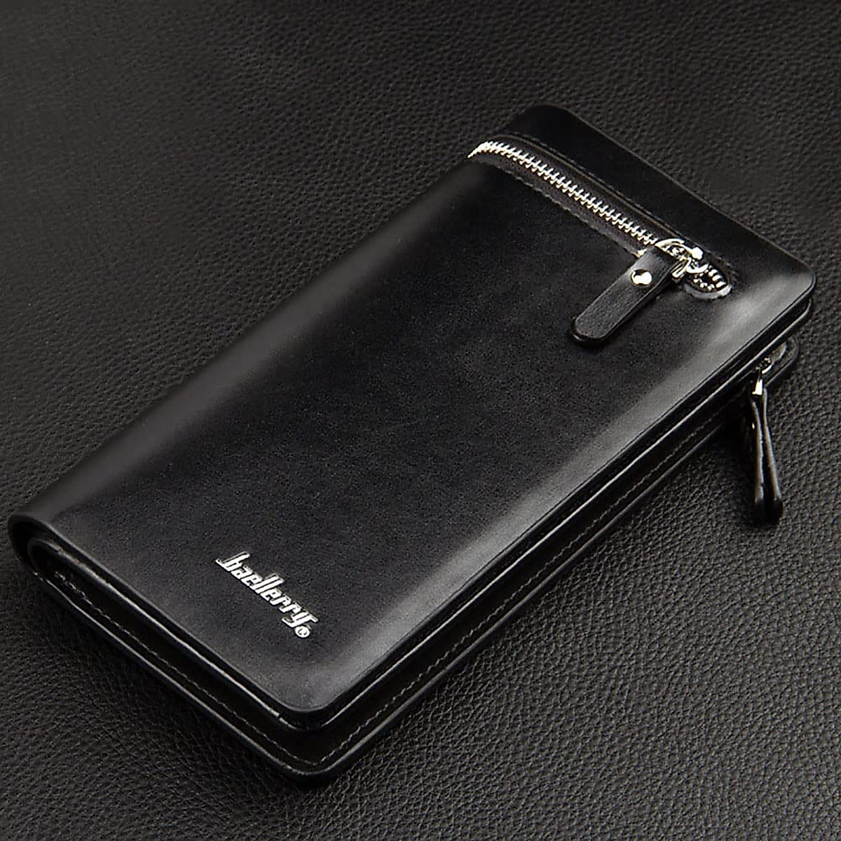 Rswsp Minimalist Leather Bifold Wallet for Men Business Casual Card Cases Large Storage Capacity，KF010BL