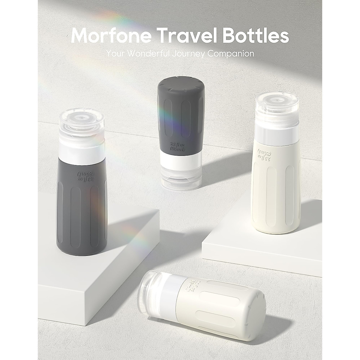 Morfone 16 Pack Silicone Travel Bottles Set for Toiletries TSA Approved Travel Containers Leakproof Squeezable Refillable Accessories 2oz 3oz for Shampoo Conditioner Lotion Liquids (BPA Free)