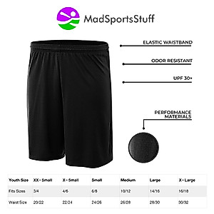 Pro Line Performance Mesh Youth Basketball Shorts (Black, Medium)