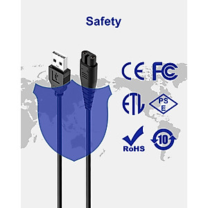 uijino USB Charging Cable Compatible with Hatteker Hair Clipper, 5V Charger for Hatteker RFC-598 RFC-588 RFC-690 RFC-696 RSCX-7568 Electric Shaver Beard Trimmer, 2 Cleaning Brush, 4.9ft Power Cord