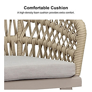 PURPLE LEAF 14 Pieces Outdoor Dining Set All-Weather PE Rattan Outdoor Patio Furniture Set with All Aluminum Frame Rectangular Table and Chairs Set for Lawn Garden Backyard Deck, Champagne