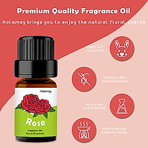 Floral Essential Oils, Holamay Premium Fragrance Oil for Candle Making, 5mlx10, Soap Making Scents - Rose, Jasmine, Neroli, Gardenia, Lilac and More, Aromatherapy Oils for Diffusers for Home