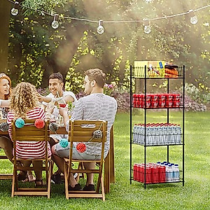 smusei Water Bottle Organizer Rack 4 Tier Free Standing Bottled Water Storage Organizer for Floor, Metal Beverage Soda Can Dispenser Shelf Holder Stand for Kitchen Pantry Office, Black