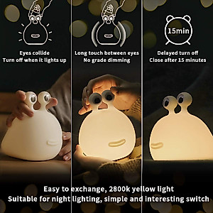 MUID Original Authentic Slug Night Light with Touch Sensor for Bedroom, Nursery Squishy Silicone Soft Night Light for Breastfeeding, Cute Animal Bedside Lamp for Baby Kids Teens