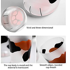 Asionper Novelty Cat Claw Cup, Cat Paw Frosted Cup for Kids, Glass Cups for Personality Breakfast Milk, Cute Claw Print Mug for Men and Women Couples Household Valentine's Day Gift