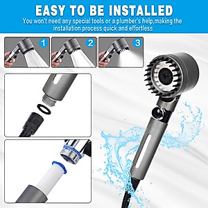 Shower heads with handheld spray combo,High pressure shower heads,Shower head filters,3 Modes Filtered shower head with hose 60'',Bracket,Rubber Washers,Apartment must haves