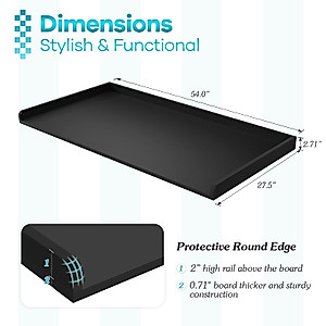 Kaboon Washer Dryer Countertop Only, Melamine Countertop with Edge Rails - 27.5" Depth x 54" Width Laundry Room Organization, Black