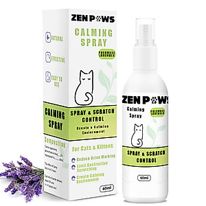 Zenpaws Cat Phermone Calming Spray - Quickly Relieve Stress - Reduces Scratching Furniture, Peeing, Marking, Anxiety - Supports Relief for Fireworks, Travel, Vet Visits 60ml