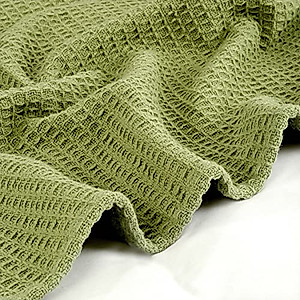 Waffle Weave Blanket King - 100% Cotton Breathable Lightweight All Season Layering Thermal for Bed Sofa Couch 90 x 108 Inches-Sage Green by BBH