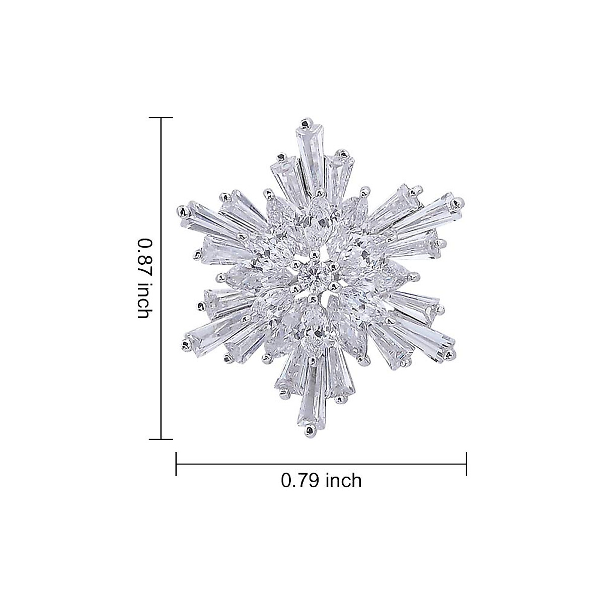 OKA Clear Austrian Crystal Winter Snowflake Brooch Pin, Elegant White Crystal Brooch Pins for Women