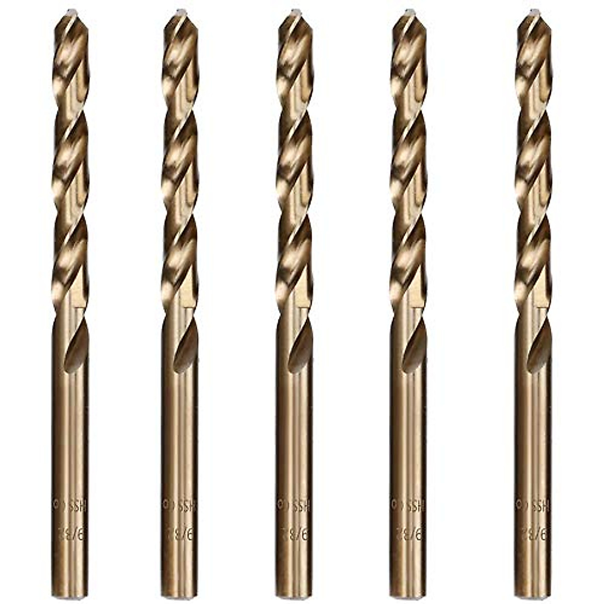 Hymnorq M35 Cobalt Steel Fractional 9/32 Inch Dia. x 4.25 Inch Long Twist Drill Bit Set of 5pcs, Jobber Length Round Shank, Self-Centering Split Point, Heat Resistant for Metalworking