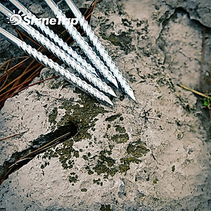 BONANA 4pcs Heavy Duty Tent Stakes Fluorescence Spiral Ground Anchors Pegs Beach Tent Nails Canopy Stakes for Pop Up Canopy, Ground, Garden, Red