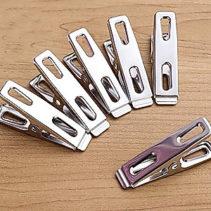 Lpdphanxfkx 20 Pcs Stainless Steel Clipped Clothespin, Non-Magnetic Opening Clip, Flat Folder, Windproof Clip, Heart-Shaped Clip, Multipurpose Clip
