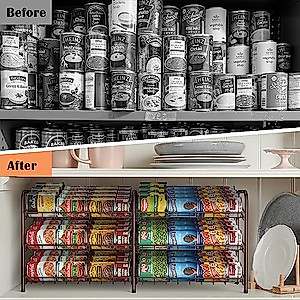 NANANARDOSO Can Organizer for Pantry, 3 Tier Can Dispenser Rack Holds up to 72 Cans, Can Storage Organizer Holder for Canned Food Storage Kitchen Cabinets or Pantry Shelf Countertop, Brown