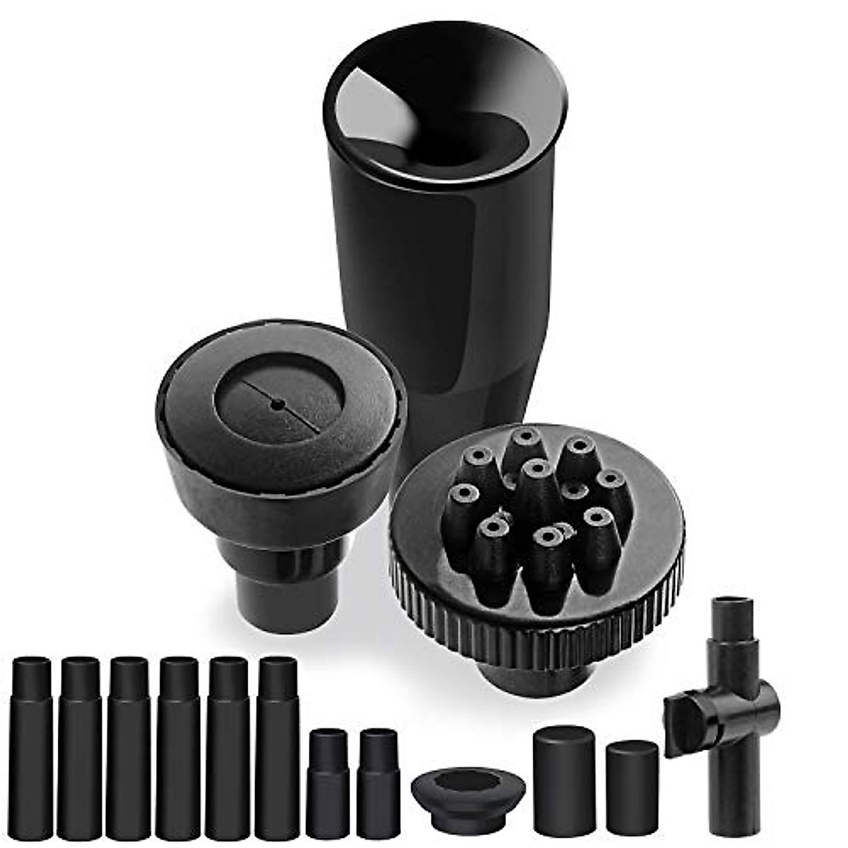 Plastic Fountain Nozzle 1/2, The Small Pool Sprayer Fountain Nozzle for Garden, Ponds, Tabletop Fish Ponds, 15 pcs of Set, 3 Fountain Shaped, Pool Aerator Nozzle, Black -S