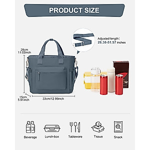 UPPACK Insulated Lunch Bag Women Large Lunch Tote Bag with Shoulder Strap Adult Lunch Box Fit and Fresh Lunch Bags for Women Men Lunch Boxes for Work Royal Blue Lunch Bag with Water Bottle Holder