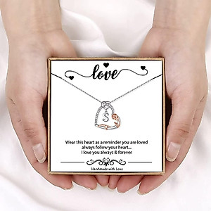 Yesteel Rose Initial Necklaces for Women Teen Girls, Letter Initial A Necklace Jewelry Anniversary Birthday Gifts for Wife Her Women Romantic Gifts