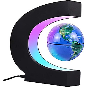 JOWHOL Magnetic Floating Globe with LED Lights, 24-Hours Auto-Rotating Levitating Globe, Perfect Cool Gift for Men, Kids, Home Office, Desk Decoration, Education Teaching Demo(Blue)