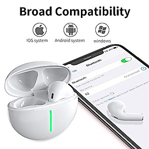 Mini Wireless Earbuds White Bluetooth Earbuds Built-in Mic IPX5 Waterproof Immersive Sound Cordless Earbuds Fast Charge Single/Twin Mode Unisex White Bluetooth Earbuds for Work,Office,Sport