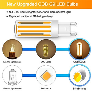 LFLAMPON G9 LED Bulb Dimmable 8W, 60-80 Watt T4 G9 Halogen Equivalent, 2700K Soft Warm White, Ceramic G9 Bi Pin Base, 120V 800LM for Chandelier Ceiling Pendant Lighting(5 PCS)