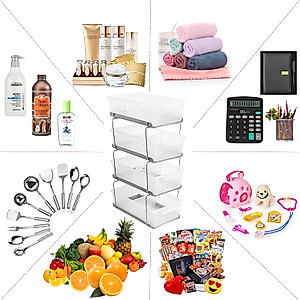 JRing 4-Tier Under Sink Organizer, Kitchen/Bathroom Cabinet Organizer Removable Storage Baskets with Dividers Multi-purpose Pull Out Home Organizers