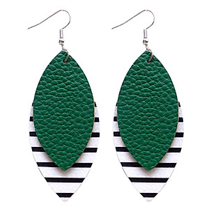 ROSTIVO Leather Earrings for Women Double Layered Dangle Earrings (Green)