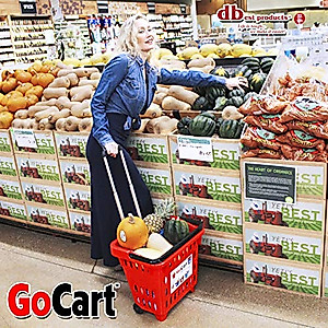 dbest products GoCart, Red Grocery Cart Shopping Laundry Basket on Wheels