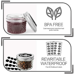 VERONES Mini Mason Jars, Mason Jars 4 oz With Regular Lids, Ideal for Jam, Honey, Wedding Favors, Shower Favors, DIY Spice Jars, 25 PACK, Extra 20 Lids