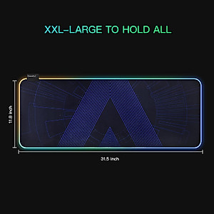 OHAHO RGB Gaming Mouse Pad Large, Over Sized Glowing LED Extended Mouse pad, Non-Slip Rubber Base Computer Keyboard Mouse Mat (Blue 31.5" x 11.8")