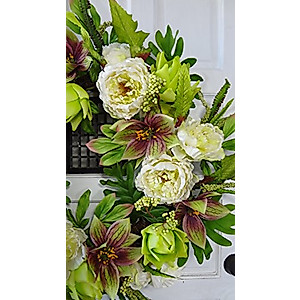 28 inches Peony/Dahlia/Artichoke Flower Wreath, Wreath for front door, Beautiful handcrafted wreath for home decor, weddings Cream