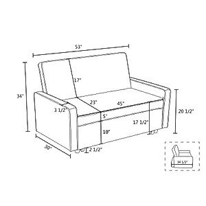 NicBex MZX-Emma-SF-00001-DX Sofa Couch, 53" W, Flannel-Light Grey