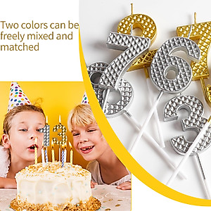 Yiran Silver Waffle Pattern Birthday Candles, Number 10 Candles, Happy 10th Birthday Candle, 3D Design Cake Topper Decorations for Teenagers Pet Birthday Party Cake Anniversary Celebration Supplies
