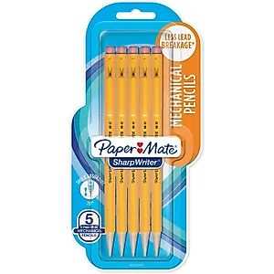 Papermate 30376BPP Sharpwriter Mechanical HB Pencil, 0.7 mm, Yellow, 5/Pack